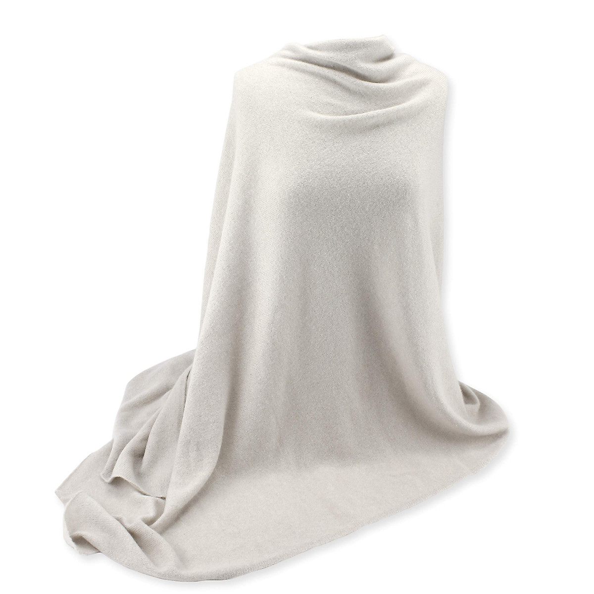 Jet&Bo 100% Pure Cashmere Travel Wrap, Scarf & Blanket Ivory, Storage Bag + Gift Box