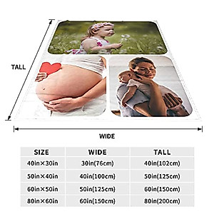 GREDBH Custom Blanket with Photo Text Personalized Bedding Throw Blankets Customized Flannel Fleece Blankets for Family Birthday Wedding Gift Fits Couch Sofa Bedroom Living Room - 50"X40"