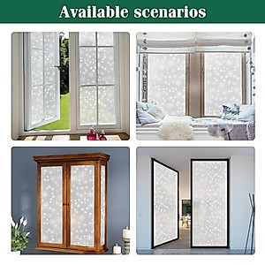 WPCTEV Window Film Non Adhesive Frosted Film Privacy Window Sticker Self Static Cling Vinly Glass Film Anti UV Decorative for Home Office Snowflakes 17.7 Inch x 6.5 Feet