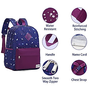 Cusangel Kids Backpack, Durable Cute Multi Compartment Toddler Preschool Elenemtary Primary Backpack for Boys and Girls(Purple Blue)