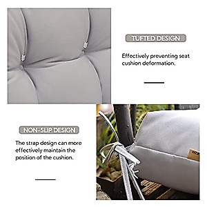 Alurzio Bench Cushion for Indoor Outdoor Furniture, 51.2X19.7Inches,1 Pack, Window Seat Cushions,Thick Patio Bench Cushion with Ties, Machine Wash and Dryer, Durable,Tufted,Light Gray