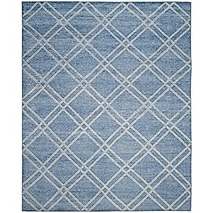 SAFAVIEH Stone Wash Collection 8' x 10' Deep Blue STW701D Hand-Knotted Trellis Bamboo Silk Area Rug