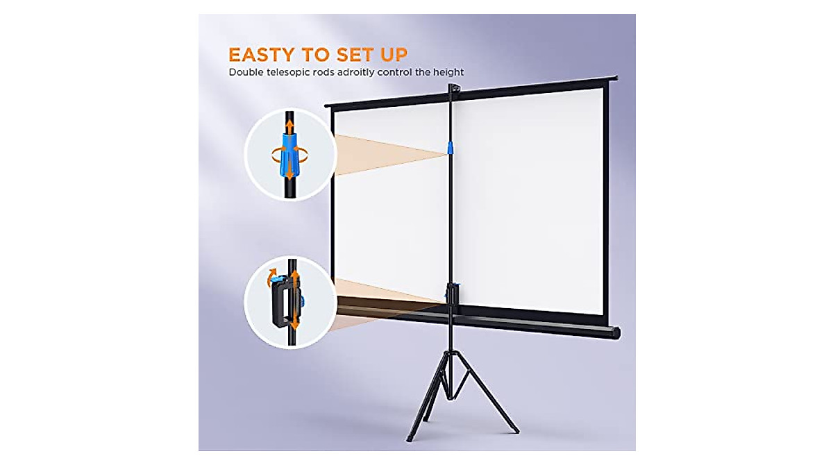 Portable 100-Inch Projector Screen with Stand for Indoor & Outdoor Use