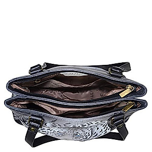 Anna by Anuschka womens Satchel Shoulder Handbag - Genuine Leather, African Leopard, One Size US