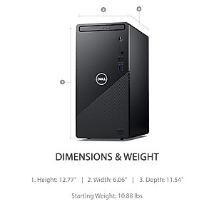 2021 Newest Dell Inspiron 3891 Desktop PC, Intel Core i3-10105, 12GB RAM, 1TB HDD, WiFi 6, Bluetooth, HDMI, DVD-RW, Wired Keyboard&Mouse, Win 11 Home (Renewed)