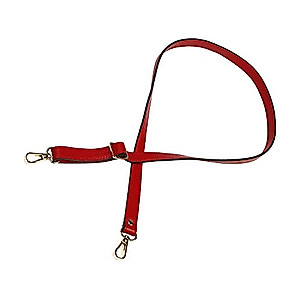 VanEnjoy Full Grain Leather Adjustable Replacement Strap Cross Body Bag Purse, 26-51 inch Gold Hardware - 1.8 CM Width (Black-Silver Metal With Tasse) (Red)