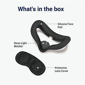 TNP VR Face Cover and Lens Protector Compatible with Oculus Quest 2 - Oculus Quest 2 Silicone Face Cover with Nose Light Blocker and Proof Lens - Sweat Guard Silicone Cover for Oculus Quest 2