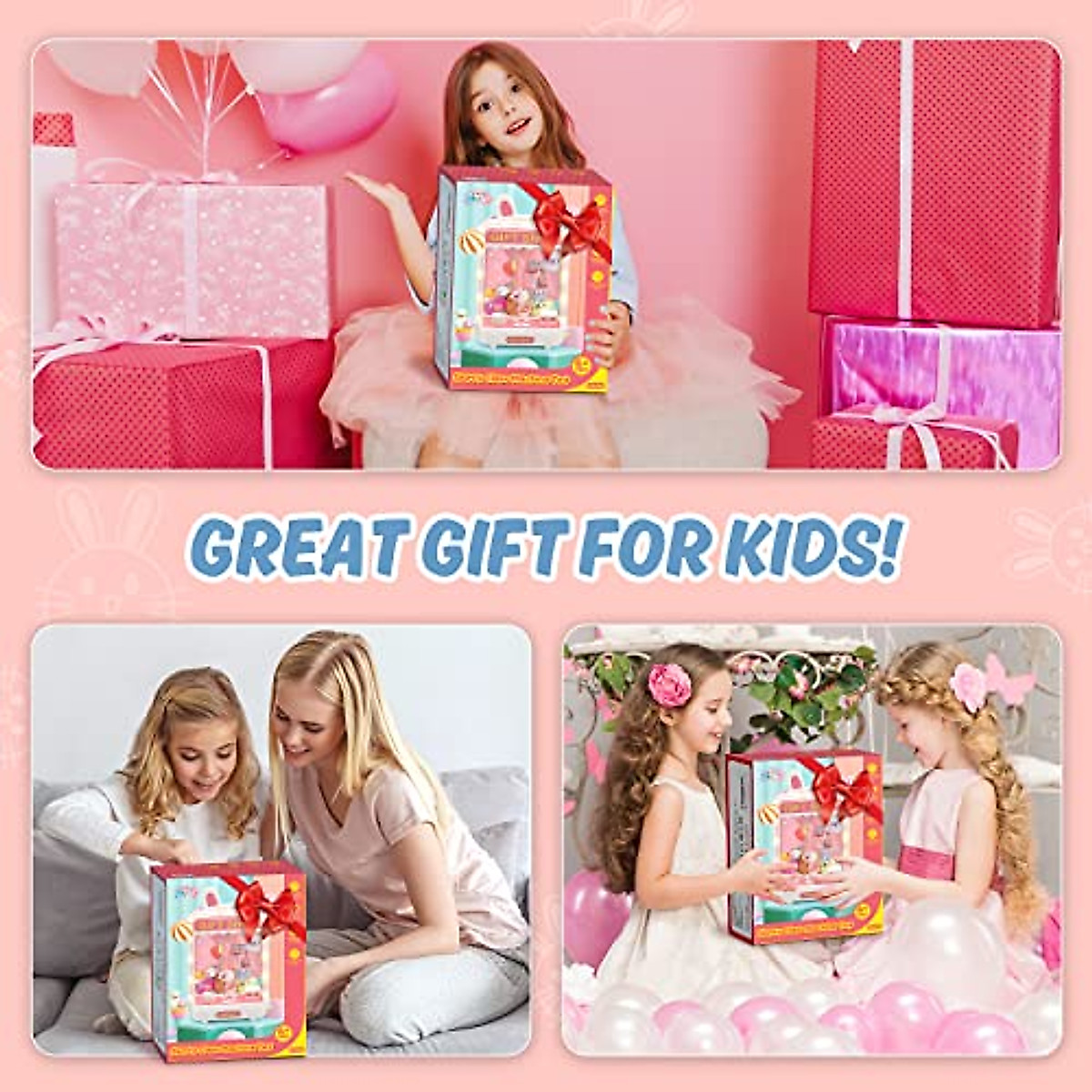 Skirfy Claw Vending Machine - Mini Arcade Game for Kids Ages 6-10, with Lights & Watch - Trendy Birthday Gift for Girls
