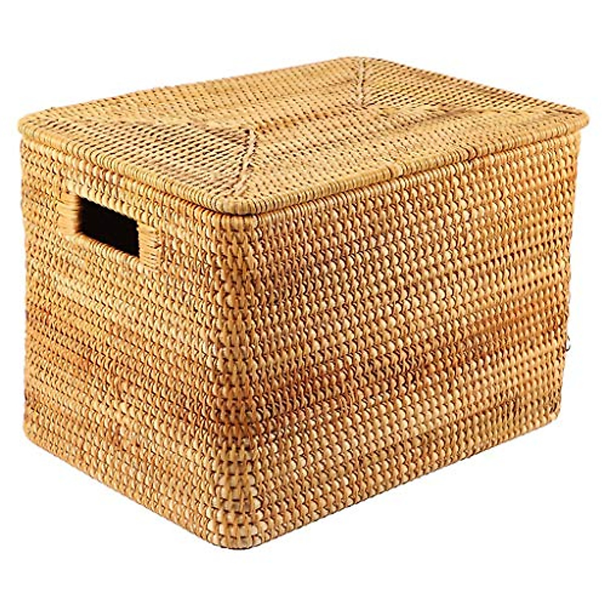 WSZJJ Laundry Basket Rattan Woven Storage Basket Handmade Large Capacity Portable Clothing Storage Box Household,36X26X24cm