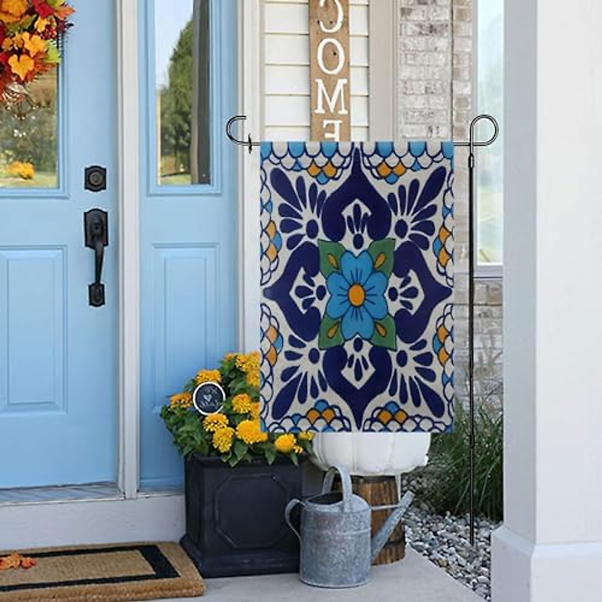 Double-sided garden flag Talavera Mexican Tile Outdoor Flag Garden Flag Yard Outdoor Decoration （12×18in）.