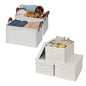 GRANNY SAYS Bundle of 3-Pack Closet Storage Bins with Lids & 2-Pack Lidless Storage Bins with Metal Frame
