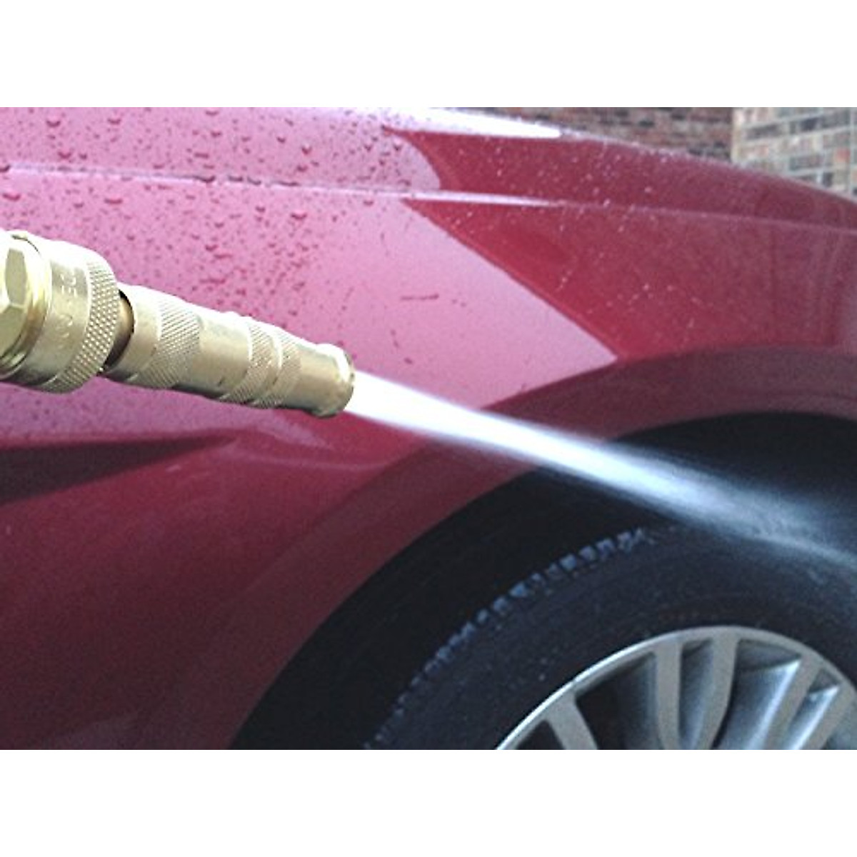 Hose Nozzle High Pressure - Lead-Free Brass for Car Or Garden - Solid Brass - 2 Nozzle Set - Adjustable Water Sprayer from Spray to Jet - Heavy Duty - Fits Standard Hoses - with Gardening E-Book
