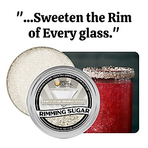 BREW GLITTER White Pearl Cocktail Rimming Sugar, Drink Rimmer for Beverages, Cocktails, Margaritas, Drinks, Kosher Certified (4oz, White Pearl)
