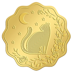 CRASPIRE 100pcs Gold Foil Stickers Embossed Certificate Seals Self-Adhesive Stickers Medal Decoration Stickers Certification Graduation Corporate Notary Seals Envelope (Cat)