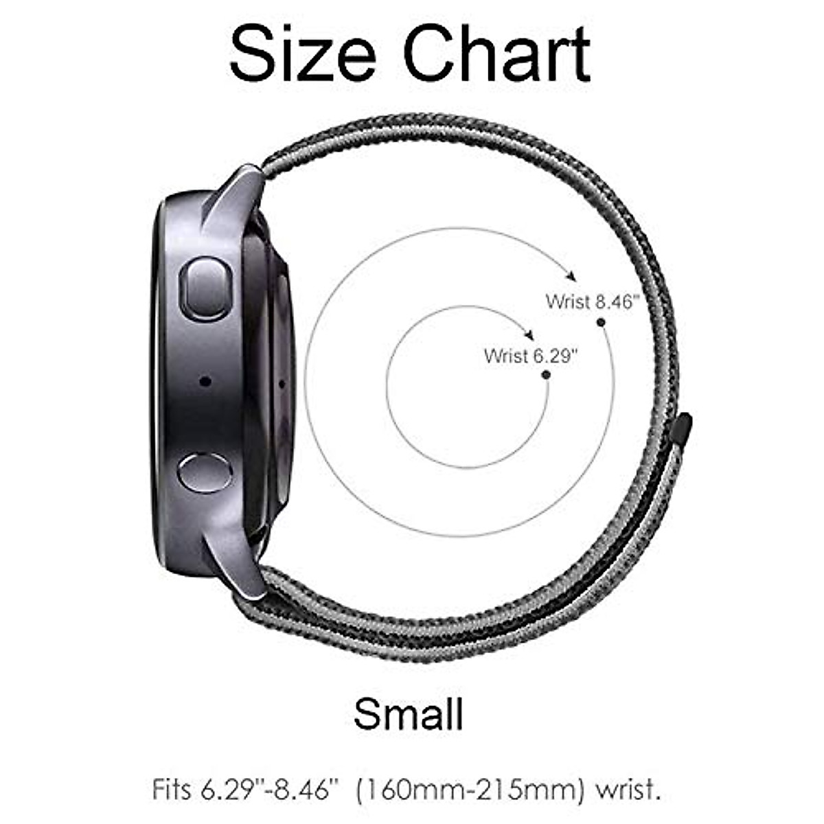 Morsey 20mm Quick Release Watch Band Compatible with Samsung Galaxy Watch Active 2 40mm 44mm/ 42mm/Pebble/Gizmo/Ticwatch Smart Watch, Nylon Breathable Replacement Sport (Black)