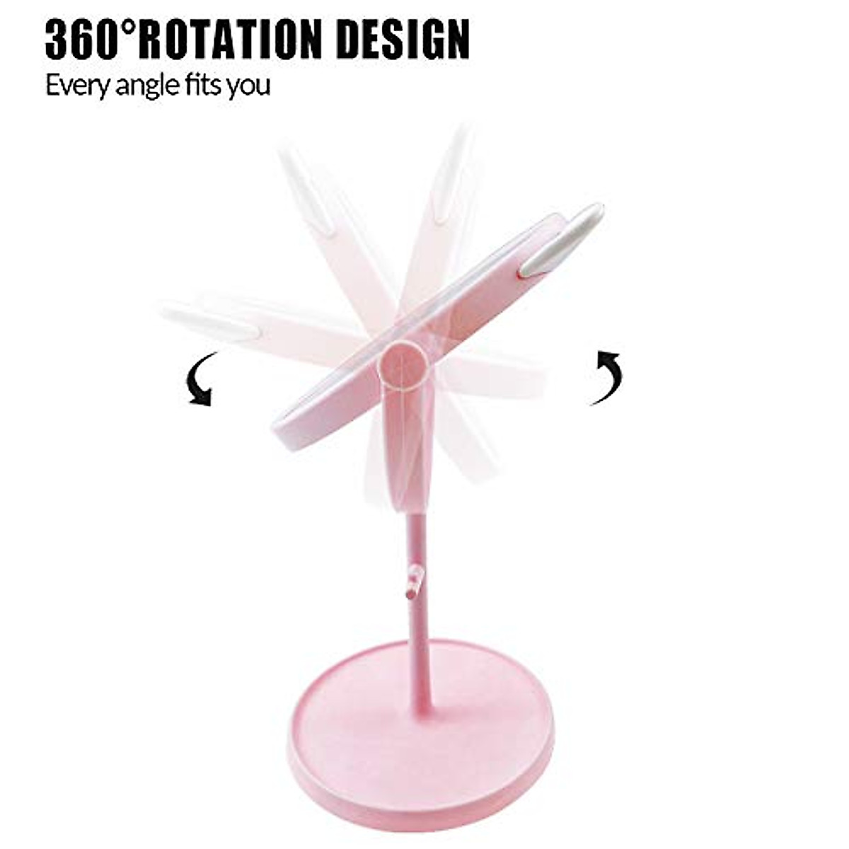 Louphee Desk Mirror in Cute Cat Ears Shape-Kawaii &Vanity Mirror for You in Bathroom or Bedroom- Pink