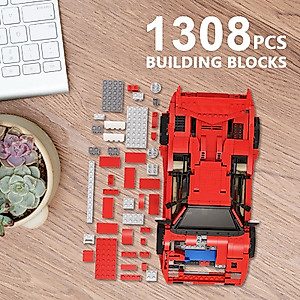 VONADO Supercar LP5000 QV Building Block Set, Race Car Building Kit and Engineering Toys, Building Project for Adults Collectible Models, Creative Gifts for Kids and Adults(1308PCS, Red)