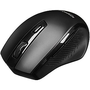 Amazon Basics Ergonomic Wireless PC Mouse - DPI Adjustable - Black & Gaming Computer Mouse Pad - Black