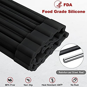 MERRYBOX Roll Up Dish Drying Rack, Silicone Wrapped Over The Sink Dish Rack Foldable Dish Drainer Anti-Slip Dish Racks for Kitchen Counter, Multipurpose Kitchen Sink Drying Rack, 18" x 13", Black