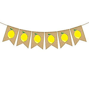 Rainlemon Jute Burlap Lemon Banner Summer Lemon Theme Baby Shower Gender Reveal Birthday Party Mantel Fireplace Decoration