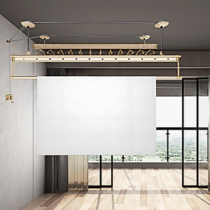 ZGGJZKV Ceiling Mounted Type Drying Clothes Rack for Home, Balcony Hand Cranked Lifting Airer, 78.8 Inches Long Three Poles Aluminium Alloy Clothing Dryer, Champagne Gold