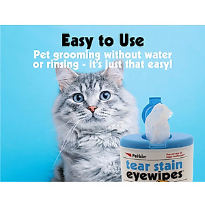 Petkin Pet Eye Wipes, 30 Moist Wipes - Gentle Eye Cleaning Wipes Remove Dirt, Discharge, & Tear Stains - Super Convenient Pet Wipes for Dogs, Cats, Puppies & Kittens - Ideal for Home or Travel