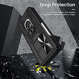 VEGO for Galaxy Z Fold 3 Case with Camera Cover, Hinge Protection Case with Front Screen Protector & 360°Ring Magnetic Kickstand Protective Armor Case for Samsung Galaxy Z Fold 3 - Midnight Black