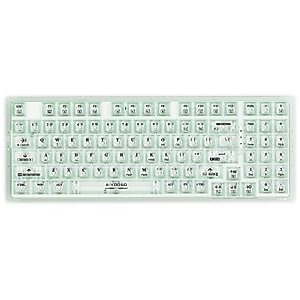 HUO JI Mechanical Gaming Keyboard USB Wired Compact with Clear Keycaps, RGB Side-Lit, Single Led Backlit, Number Pad, White Switch, Detachable Type C Cable, 94 Keys for PC/Computer/Laptop