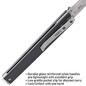 CRKT CEO EDC Folding Pocket Knife: Low Profile Gentleman's Knife, Everyday Carry, Satin Blade, IKBS Ball Bearing Pivot, Liner Lock, Glass Reinforced Fiber Handle, Deep Carry Pocket Clip 7096