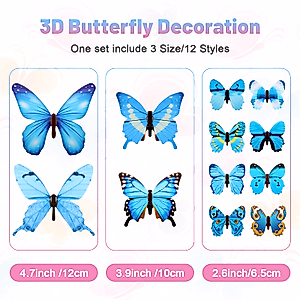 120 Pieces Butterfly Wall Decals Glow in The Dark 3D Butterfly Stickers for Ceiling Wall Decor Adhesive DIY Butterflies Wall Decoration for Kid Bedroom Nursery Living Room Home Garden