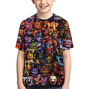 Boys and Girls Cartoon Novelty Shirts 3D Printed Short Sleeve Kids and Youth Game T-Shirts 1-X-Large