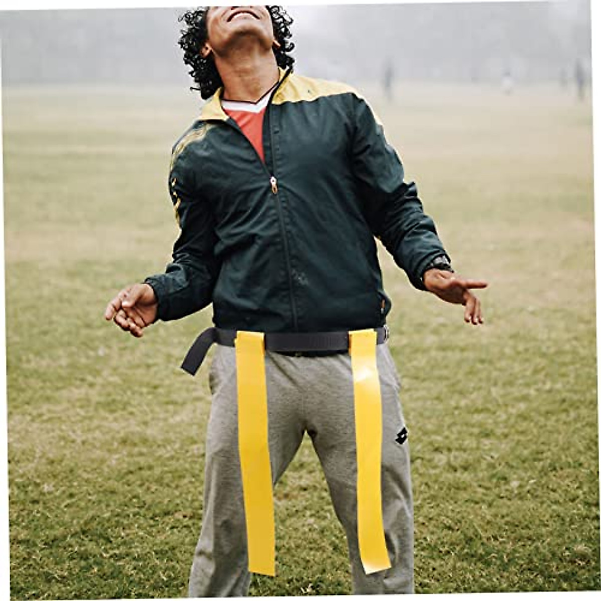 Unomor 2pcs Set Football Streamer Flag Football Flags Kids Backyard Game Flag Football Kit Mens Stuff Womens Athletic Sets Kids Soccer Rugby Waist Belt Flags for Flag Soccer Rugby Belt