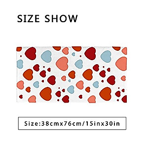 My Little Nest Hand Towels for Bathroom Valentines Day with Hearts Absorbent Small Bath Towel Soft Kitchen Towels Fingertip Towel for Guest and Bar 30 x 15 inch