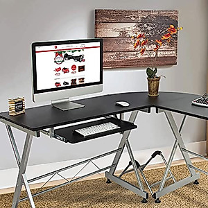 EVCUHASL Keyboard Slide, 14 Inch Heavy Duty Ball Bearing Drawer Slides, Undermount Keyboard Tray Slides, Black Powder Finished Cabinet Furniture Hardware with Adjustable Height Bracket