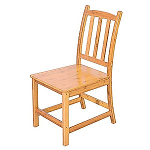 2pcs Bamboo Dining Chairs Simple Design Wooden Bedroom Study Chairs High-Back Wood Natural Color