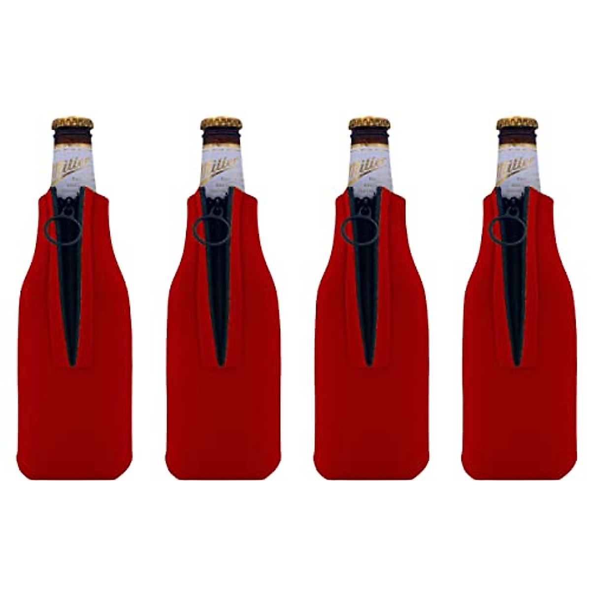 Blank Foam Beer Bottle Coolie (4 Pack, Red)