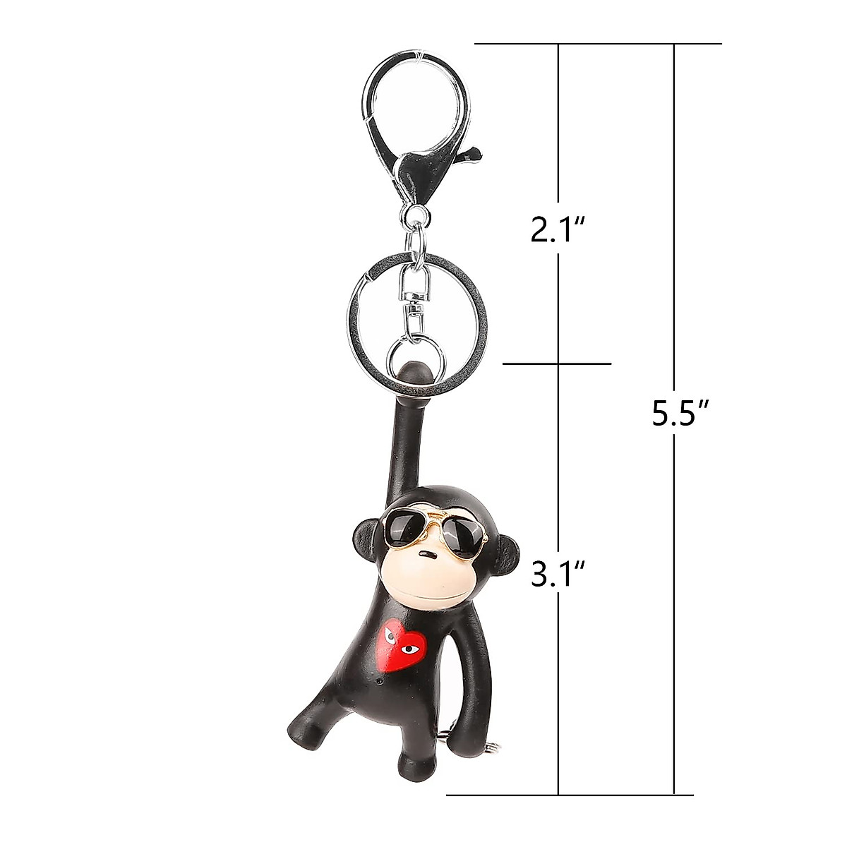 YGMONER Monkey Sunglass Keychains Car Keys Holder Backpack Pendant （Black）