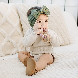 Prohouse 12 Pack Baby Nylon Headbands Hairbands Hair Bow Elastics Handmade Hair Accessories for Baby Girls Newborn Infant Toddlers Kids(Pink)