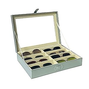 UnionPlus 8-Slots Sunglasses Case Organizer, Eyeglass Glasses Display Holder Collector, Multiple Sunglasses Storage Case, Pearly-lustre Green