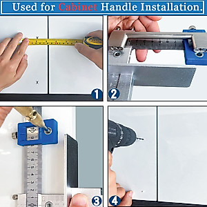Cabinet Hardware Jig, King&Charles Metal Cabinet Handle Jig with Automatic Center Punch, Perfect Set - Avoid Jitter Caused by Direct Drilling, Use for Handles and Pulls on Drawers/Doors.