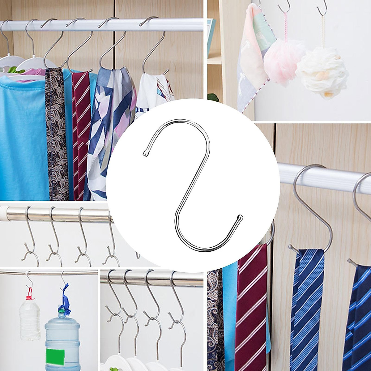 Hanging S Hooks, S Hook For Clothesline, Portable Hook For Clothes, S Hooks For Hanging Plants, Stainless Steel S Hooks, Non Slip S Hooks, Hangable Hooks For Hanging Plants, Clothes, Kitchen Utensil,