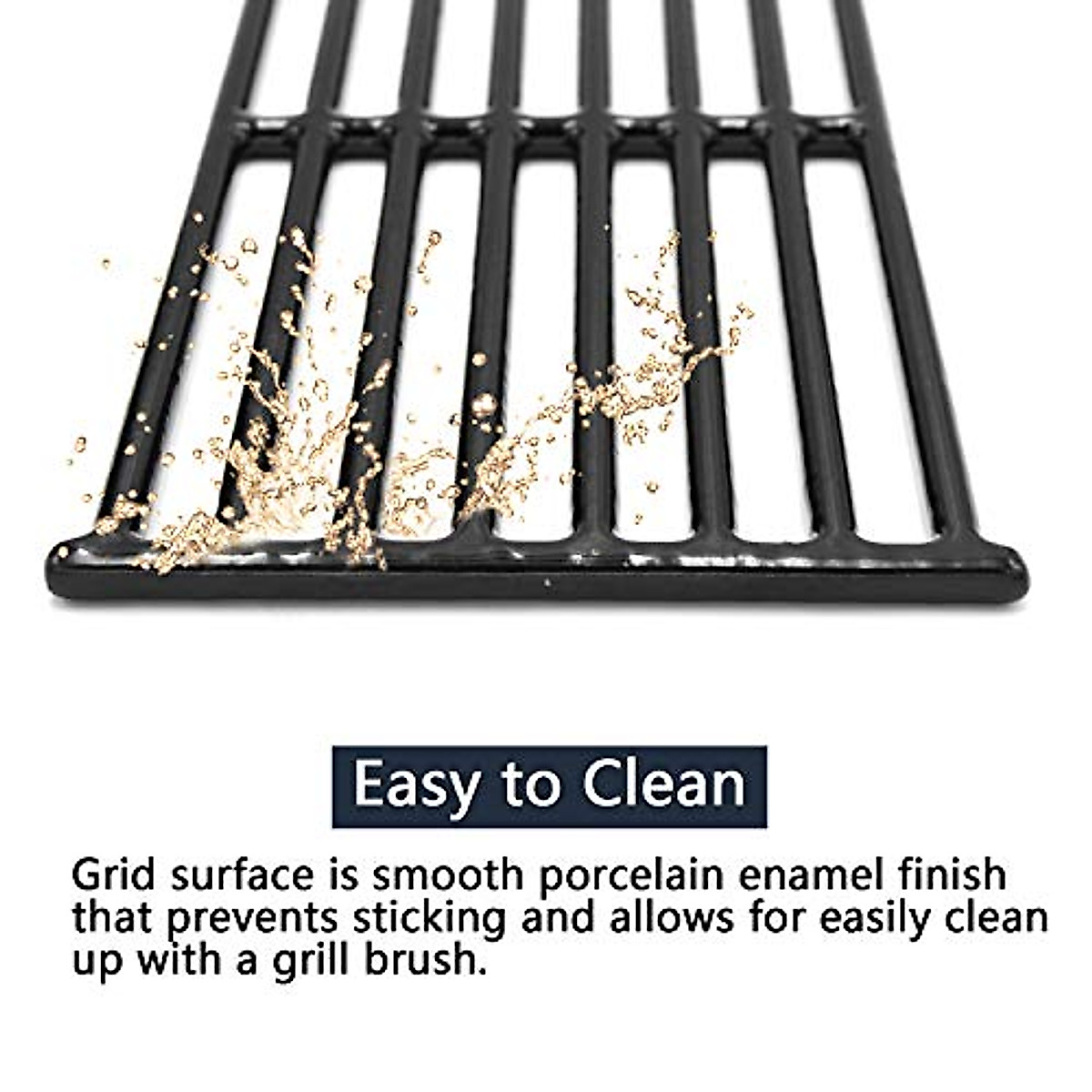 Hongso 17 3/8" Porcelain Polished Cast Iron Cooking Grates Replacement for Broil-Mate, Broil King 9625-67, 9625-84, Baron 320, Baron 340, Baron 440, Huntington and Sterling, PCB005, 4Pcs