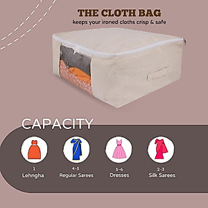 Cotton Canvas Storage Bag - Saree Covers with Zip | Canvas Saree/Garment Storage Bag for Woman Dresses, Sarees, Lehengas, Clothes (CANVAS STORAGE BAG, PACK OF 3 (15x13x9))