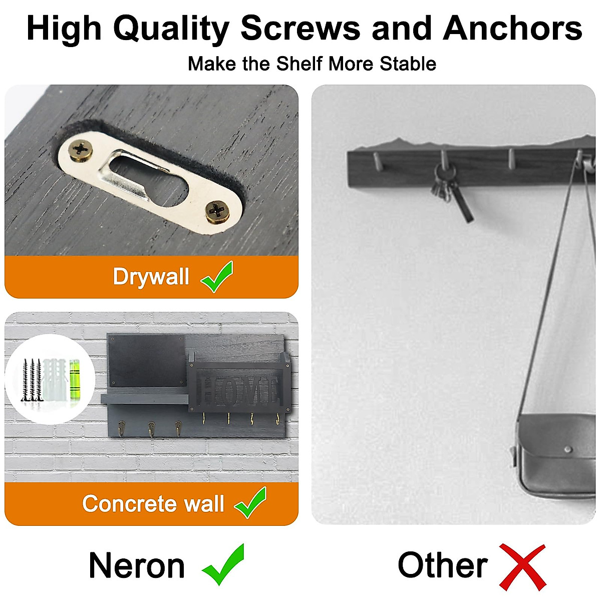 zhijie Key Holder Wall Mount, Mail Organizer Wall Mounted with Shelf, Hanging Key Rack with 7 Hooks for Coat Letter Dog Leash Entryway Hallway Living Room Farmhouse Home Decor