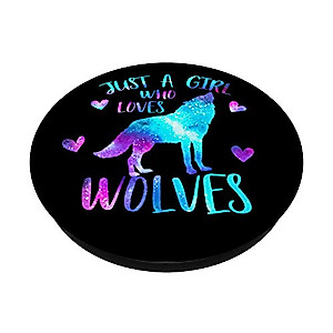 Just a Girl Who Loves Wolves Galaxy Space Watercolor Wolf PopSockets PopGrip: Swappable Grip for Phones & Tablets