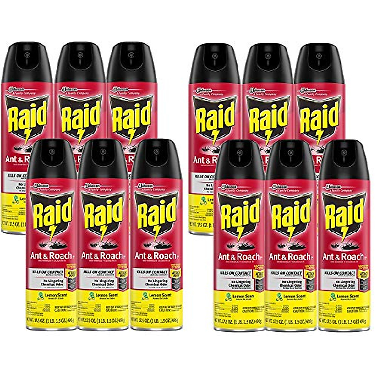 Raid Ant & Roach Killer Lemon Scent, 17.5 OZ (12)