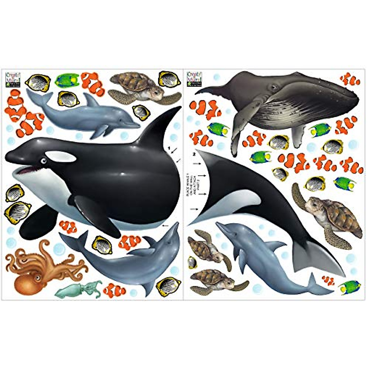 Coral Reef & Seaweed, Ocean Wall Decals, Sea Turtle, Dolphin Fish, Undersea Decor Stickers for Kids Room (34) Underwater Sea Wall Stickers, Boys Girls Toddler Baby Nursery Bedroom, Playroom, Bathroom (Ocean)