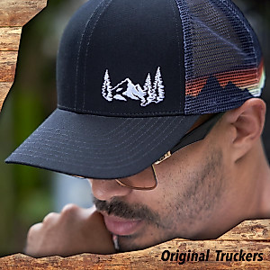 Grace Folly Trucker Hat for Men or Women- Many Cool Designs (Mountain- Mesh Print)