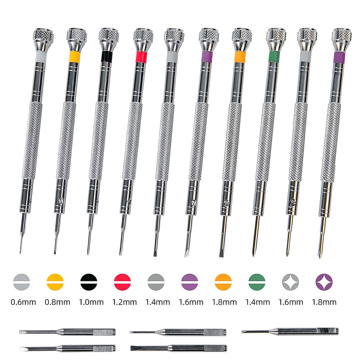 10pcs Precision Slotted and Watch Screwdriver Set Different Sizes With 5 Extra Replace Blades Watchmaker Screwdriver Tools for Watch,Jewelry,Eyeglass