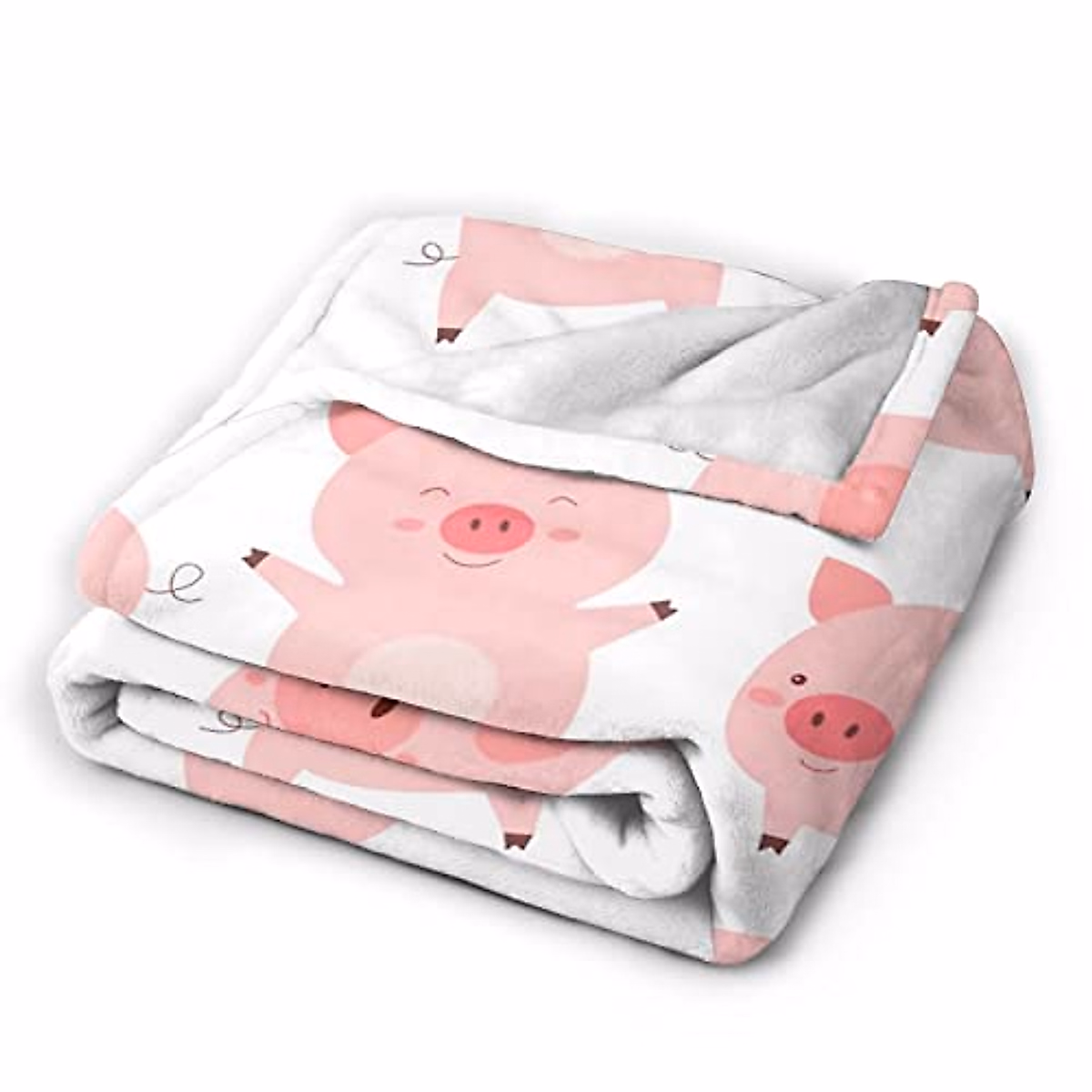 Cute Pig Blanket Super Soft Cozy Sherpa Throw Blanket Cartoon Pink Pigs Printing Plush Blankets for Bed and Couch, Adults Kids Flannel Fleece Blanket 40"x50"